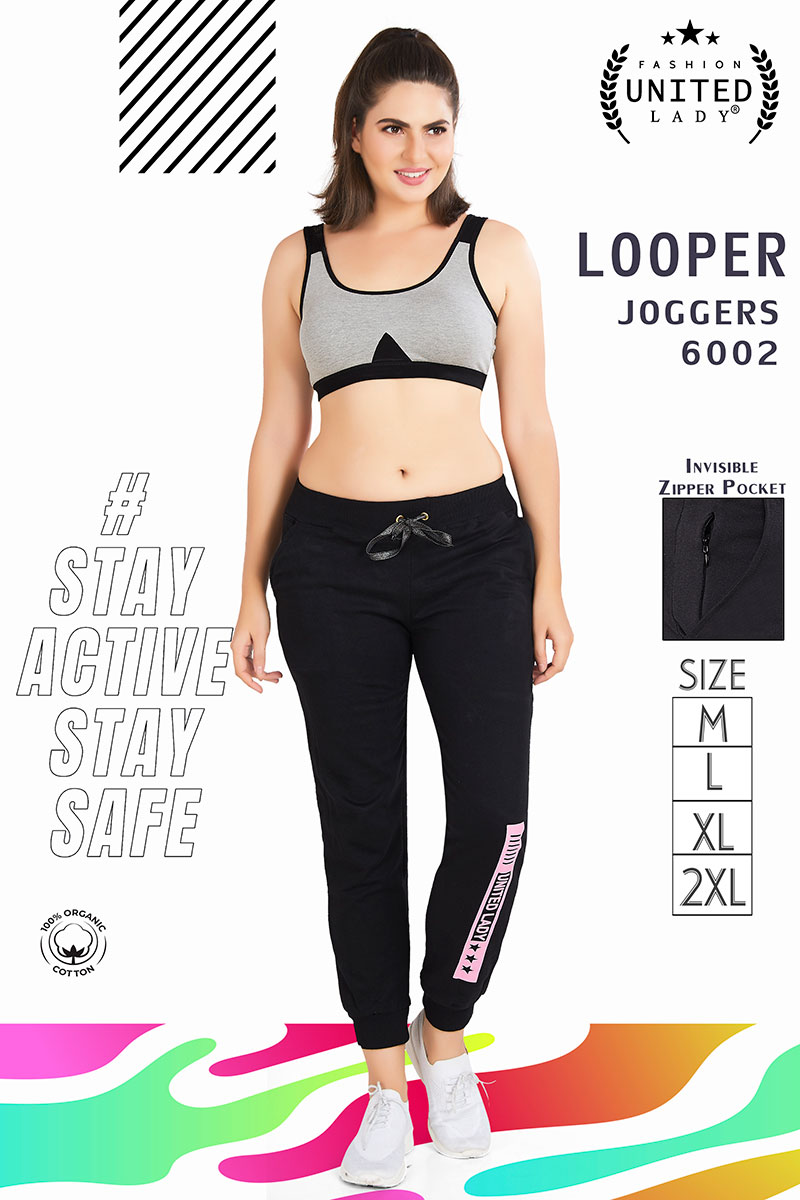 Women Loop Knit Joggers MBlack - United Lady
