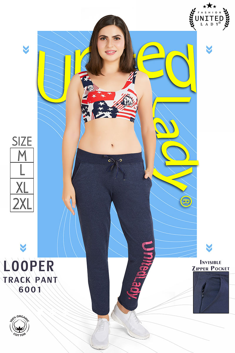 Women Loop Knit Track Pant Blue - United Lady